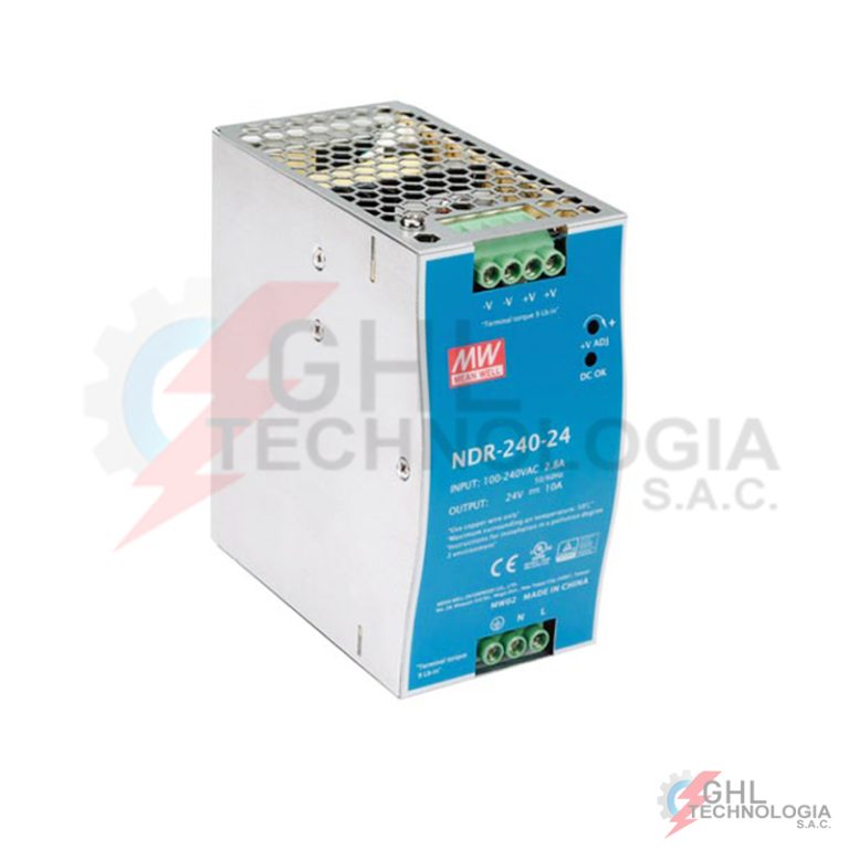 FUENTE DE ALIMENTACION 24VDC 10A RIEL DIN; MEAN WELL NDR-240-24 - GHL ...